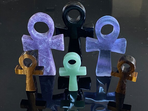 Home Décor Rocks & Geodes Key of life Crystal Carved Ankh Home & Living ...