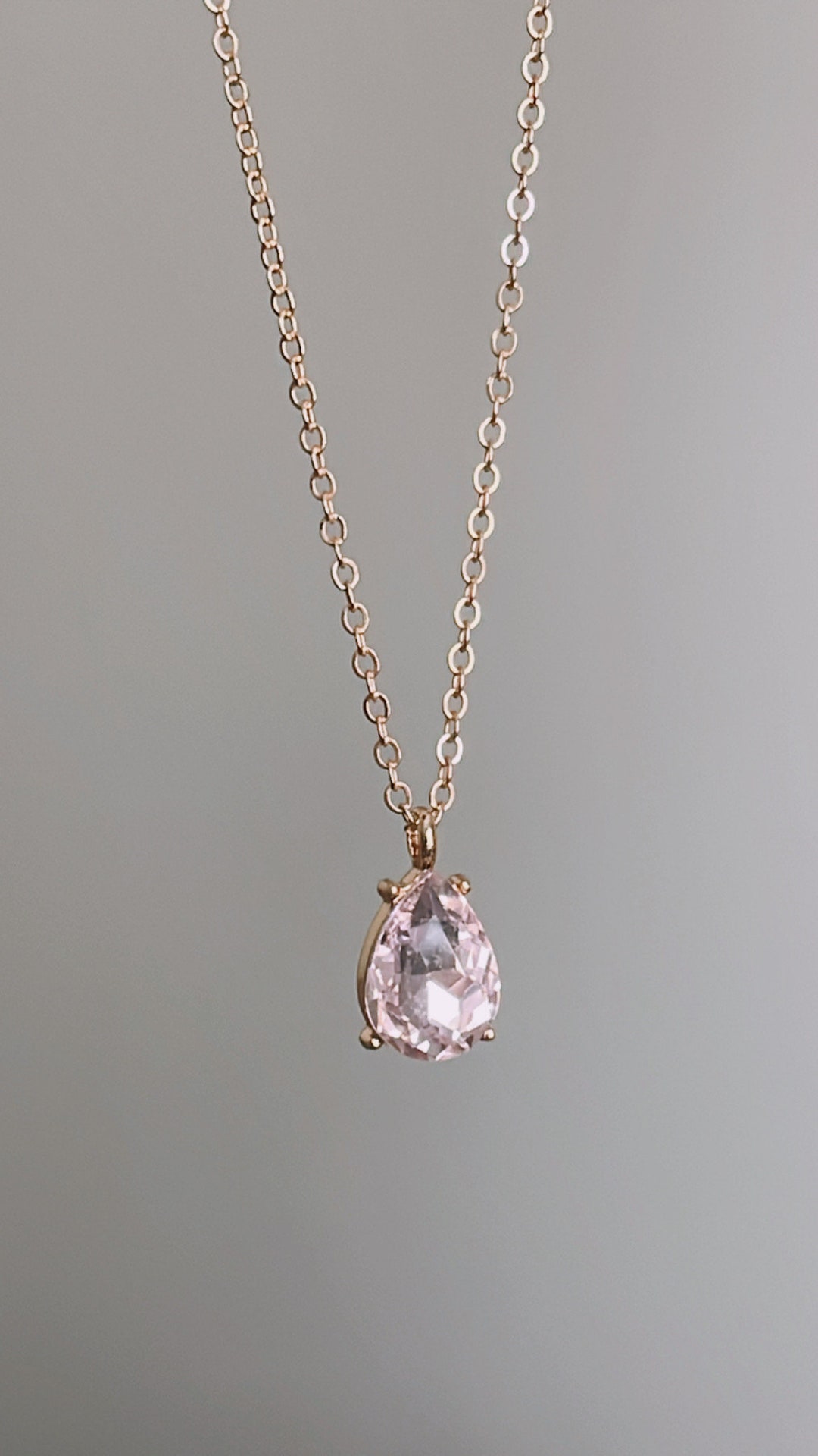 Pink Tourmaline Necklace - Crystal Pear Teardrop Pendant - October ...