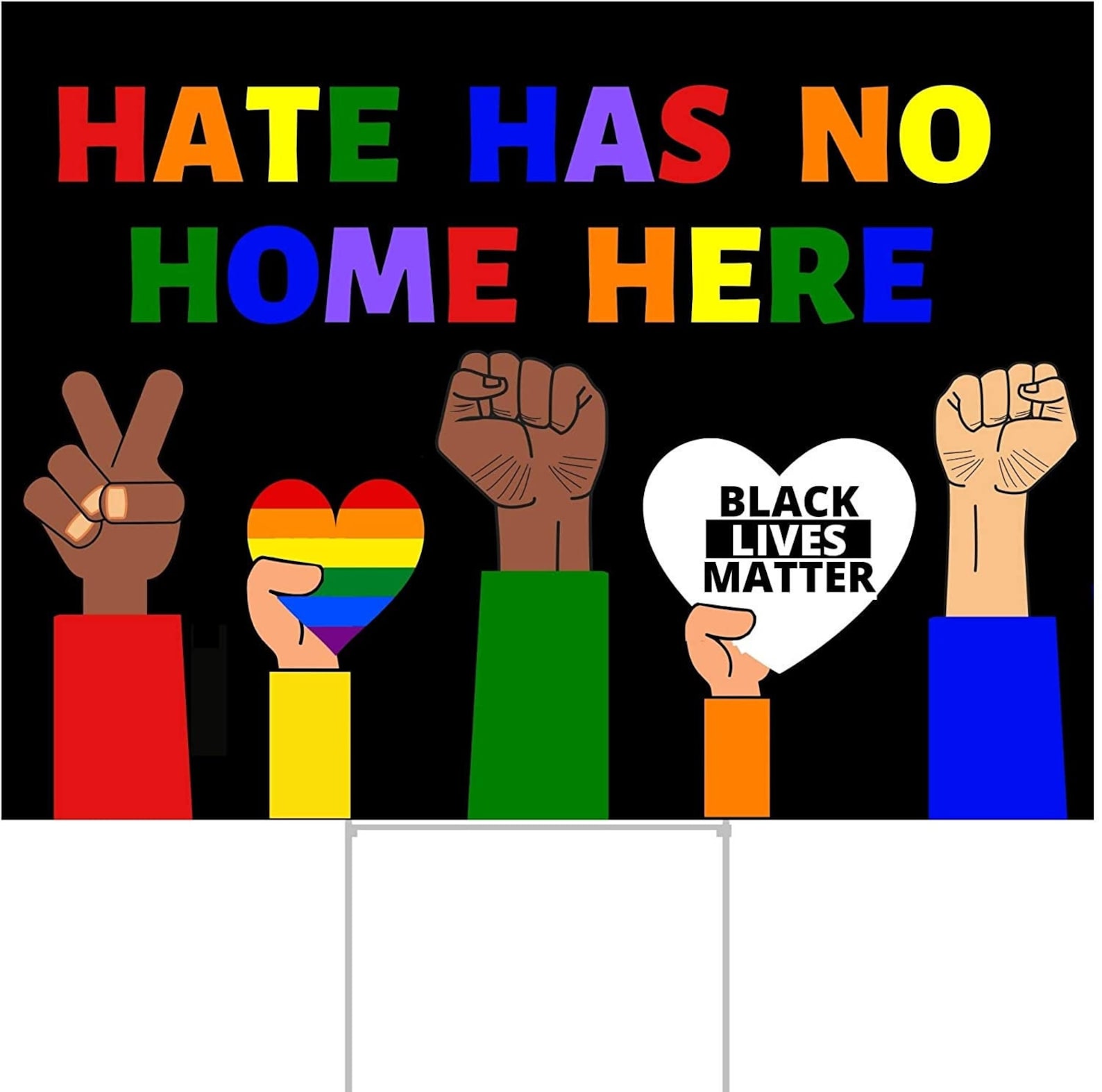 18x24 Corrugated Plastic Sign Hate Has No Home | Etsy