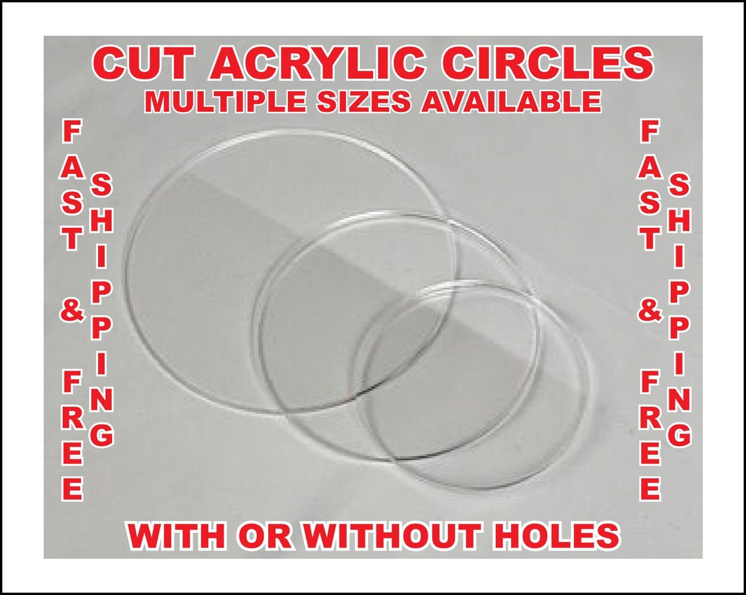 1/8" CUT ACRYLIC CIRCLES - With or Without Holes! Clear Acrylic Discs ...