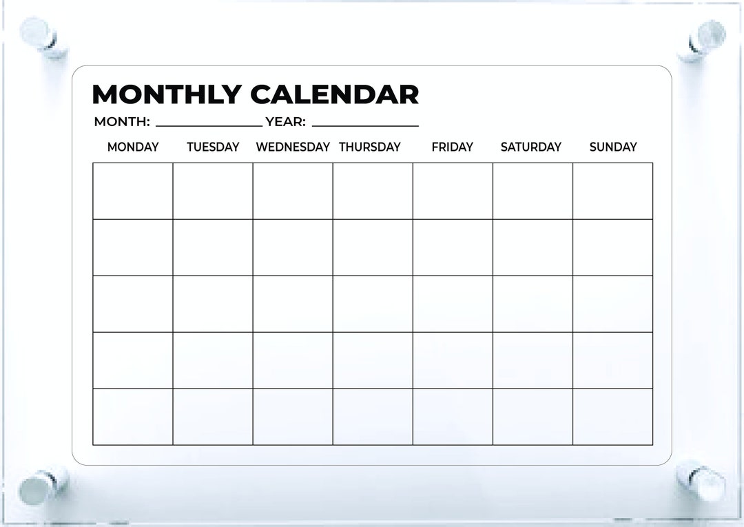 ACRYLIC CALENDAR - 24" Tall X 36" Wide Dry Erase - Family Calendar ...