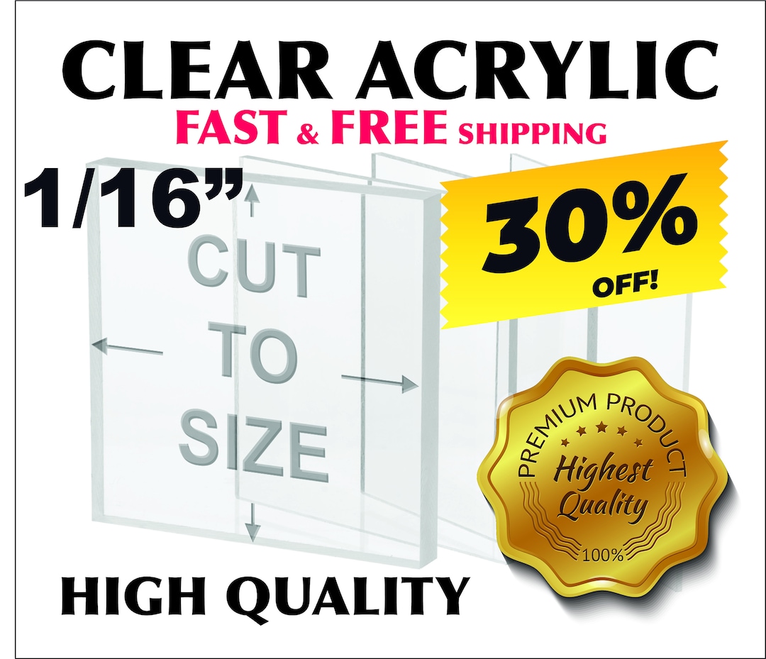 30% off - Cut to Size - 1/16" Thick Clear Acrylic Plexiglass Sheet ...