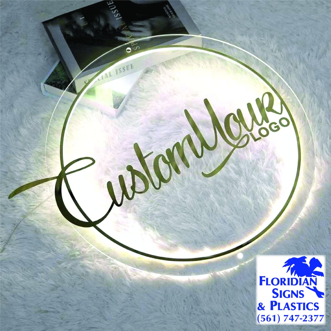 Circular Business Brand Plaque, 3D Custom Acrylic Store Emblem ...