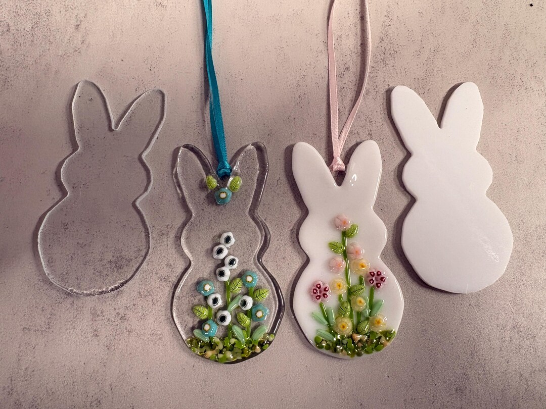 96 Coe WATERJET Precut Bunny Rabbit PEEP Glass Shape for Fused GLASS ...