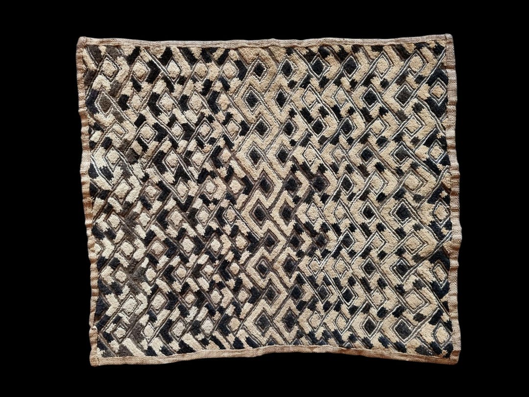 Old SHOOWA Raffia Mat CONGO * Kasai * Kassai * Traditional Textile Art * Cloth Velvet Plush ...