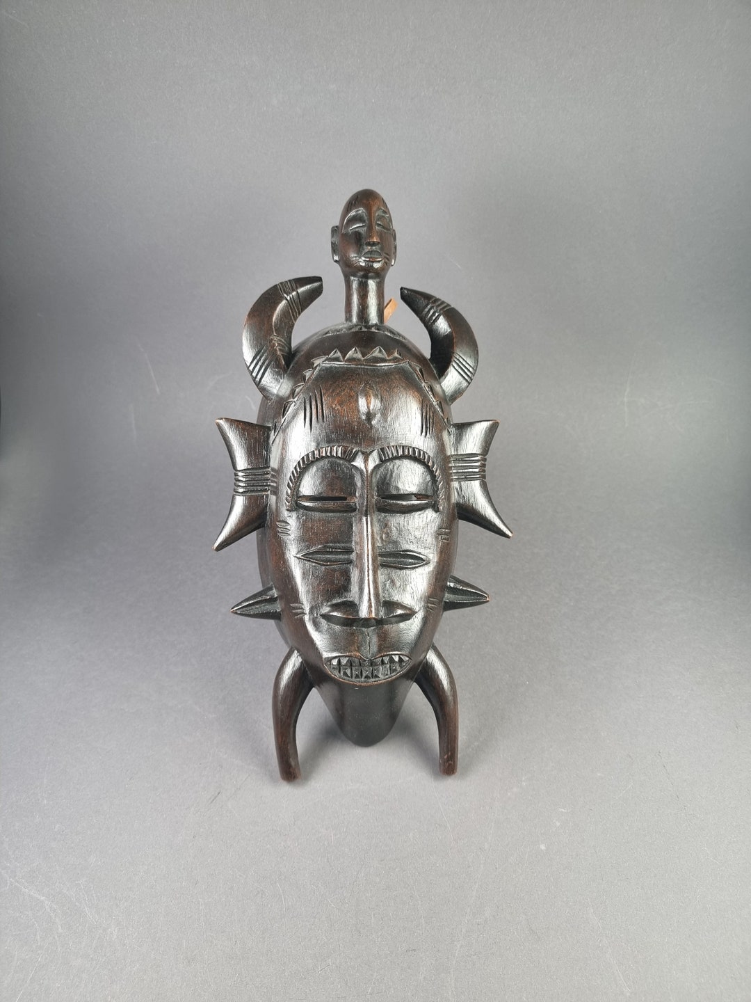 KPELYE Ebony Mask With Ancestral Figure SENUFO Africa 70s 70s Wood ...