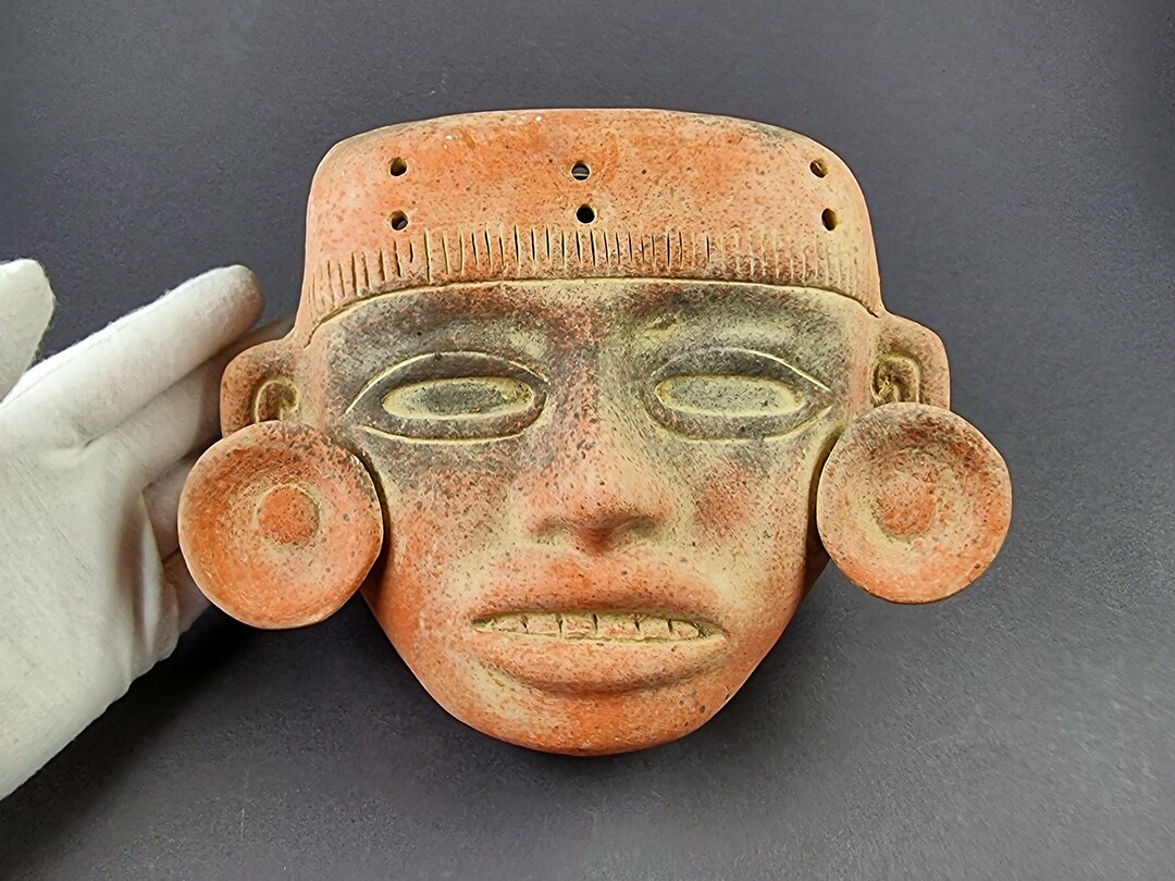 MAYA Mask Mexico REPLICA 60s Terracotta Pre-columbian Indigenous Clay ...