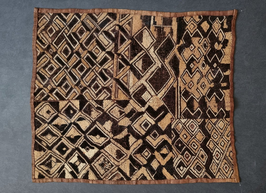 Old SHOOWA Raffia Mat of Kuba CONGO Kassai Traditional Textile Art ...