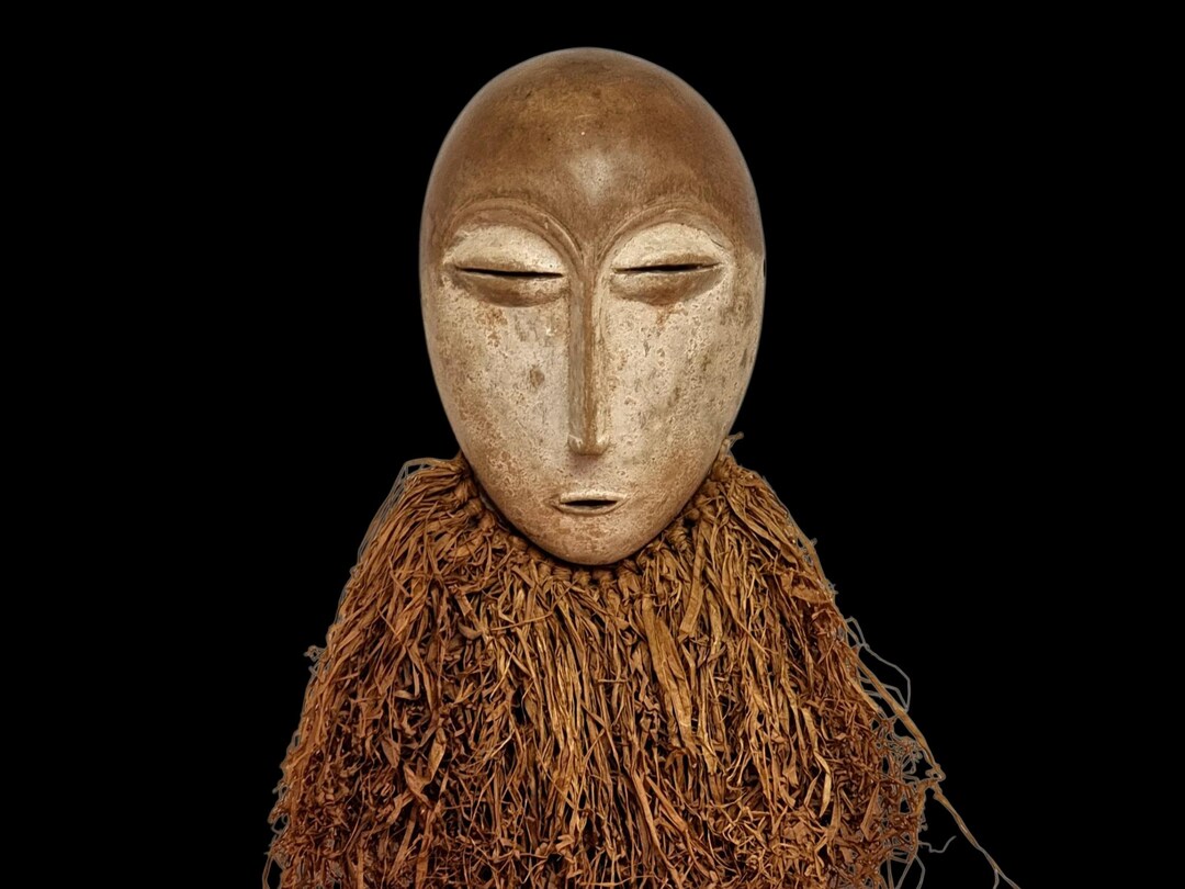 African LEGA Mask KONGO With Raffia Beard * African Wooden Mask, Hand ...