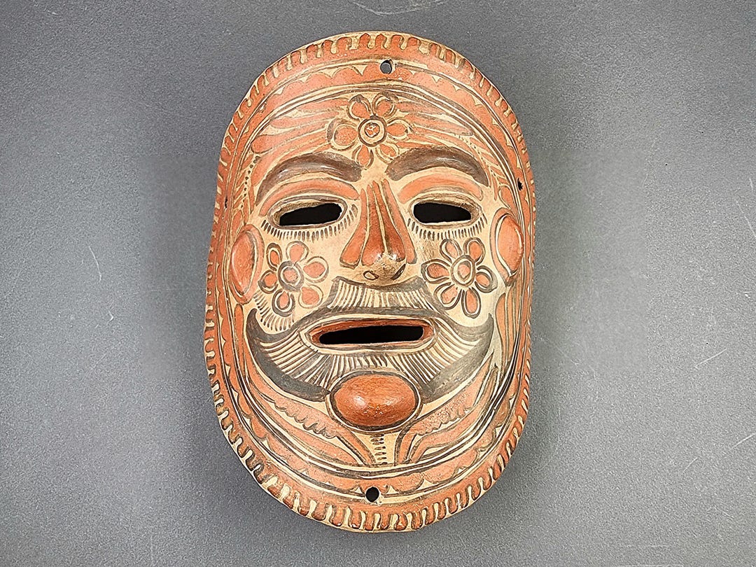 MEXICO Ceramic Mask Maya REPLICA 60s Terracotta Pre-columbian ...