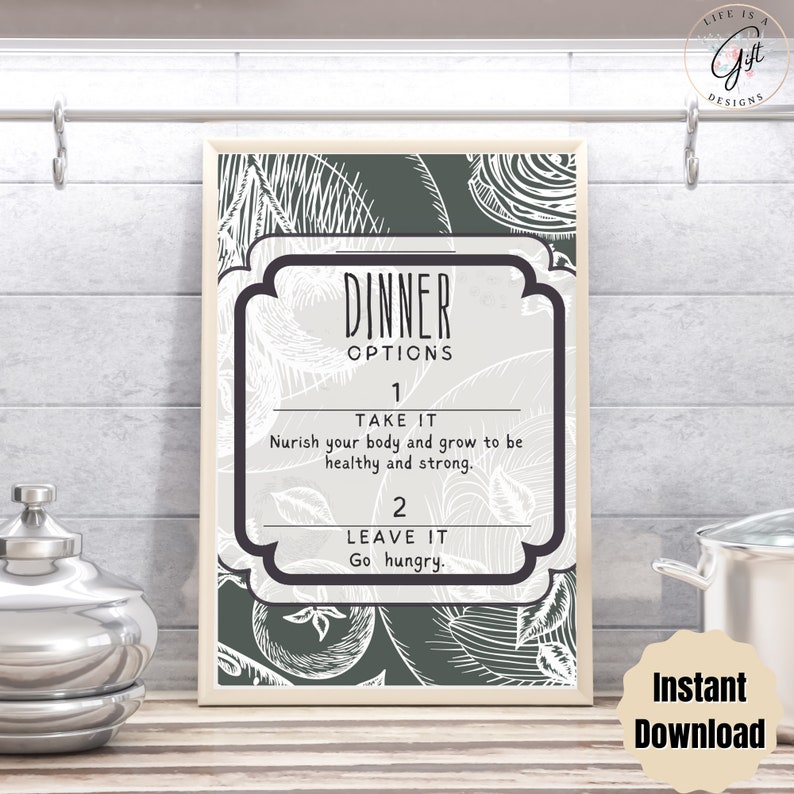 Funny Dinner Menu PDF and SVG Print, Kitchen Printables, Funny Kitchen ...
