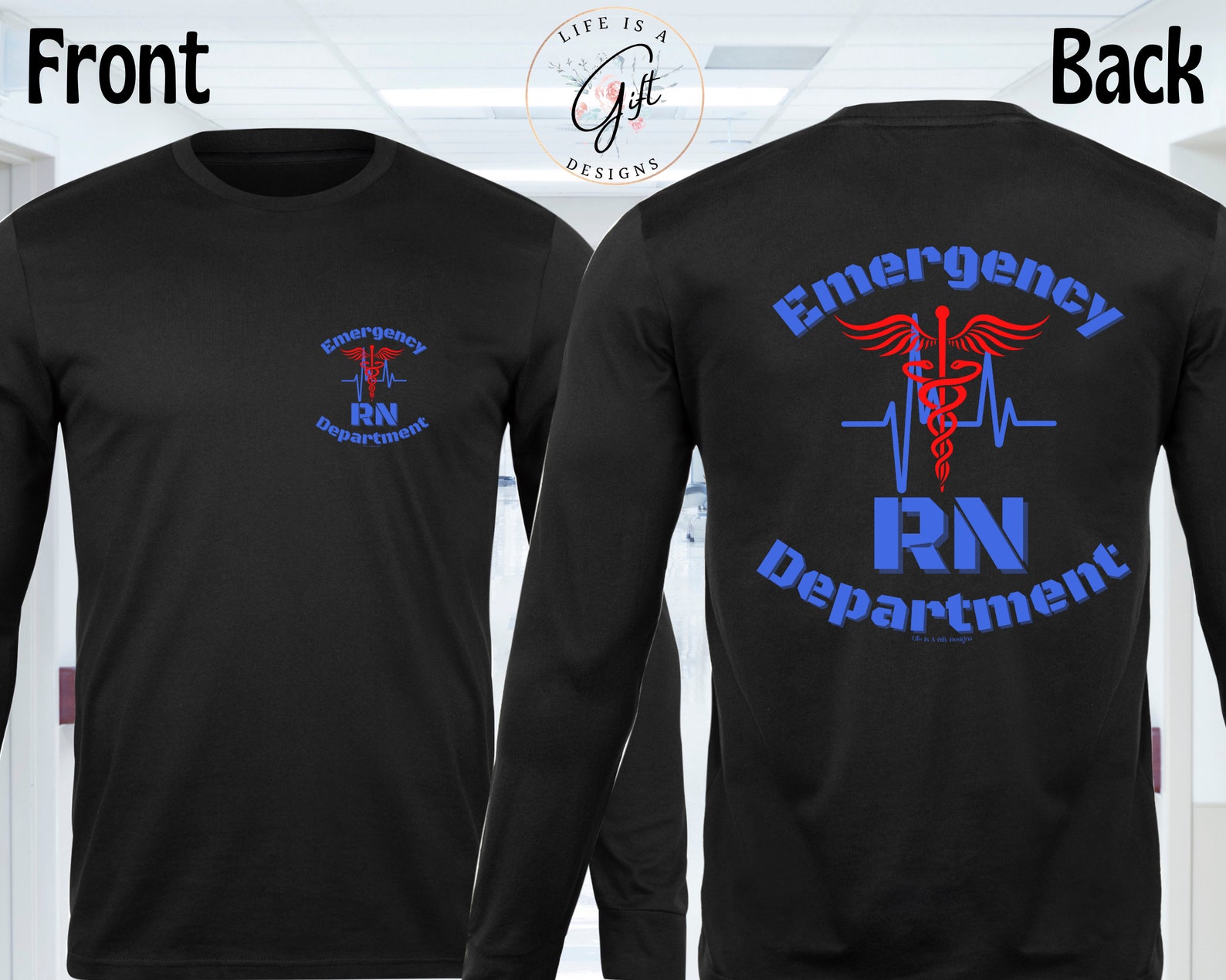 ER Nurse Shirt, Emergency Department RN Long Sleeve Tee, Emergency Room ...