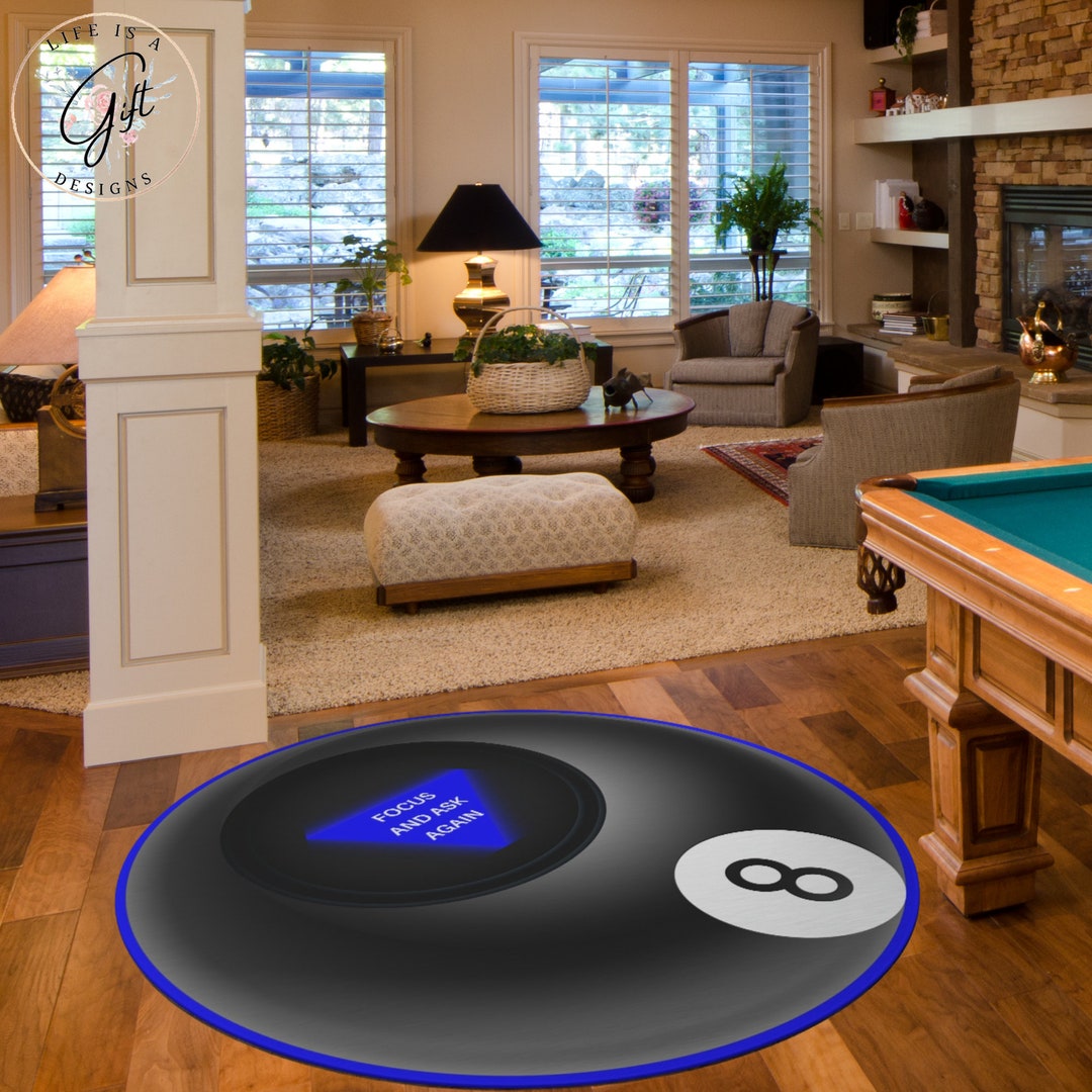 Magic 8 Ball Round Rug, Focus and Ask Again, 8 Ball Rug, Chenille ...