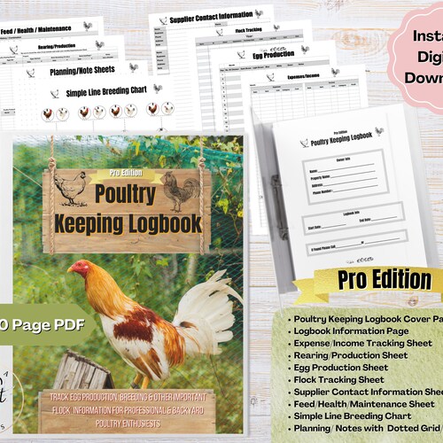 Backyard Chicken Journal Printable Chicken Record Keeping - Etsy