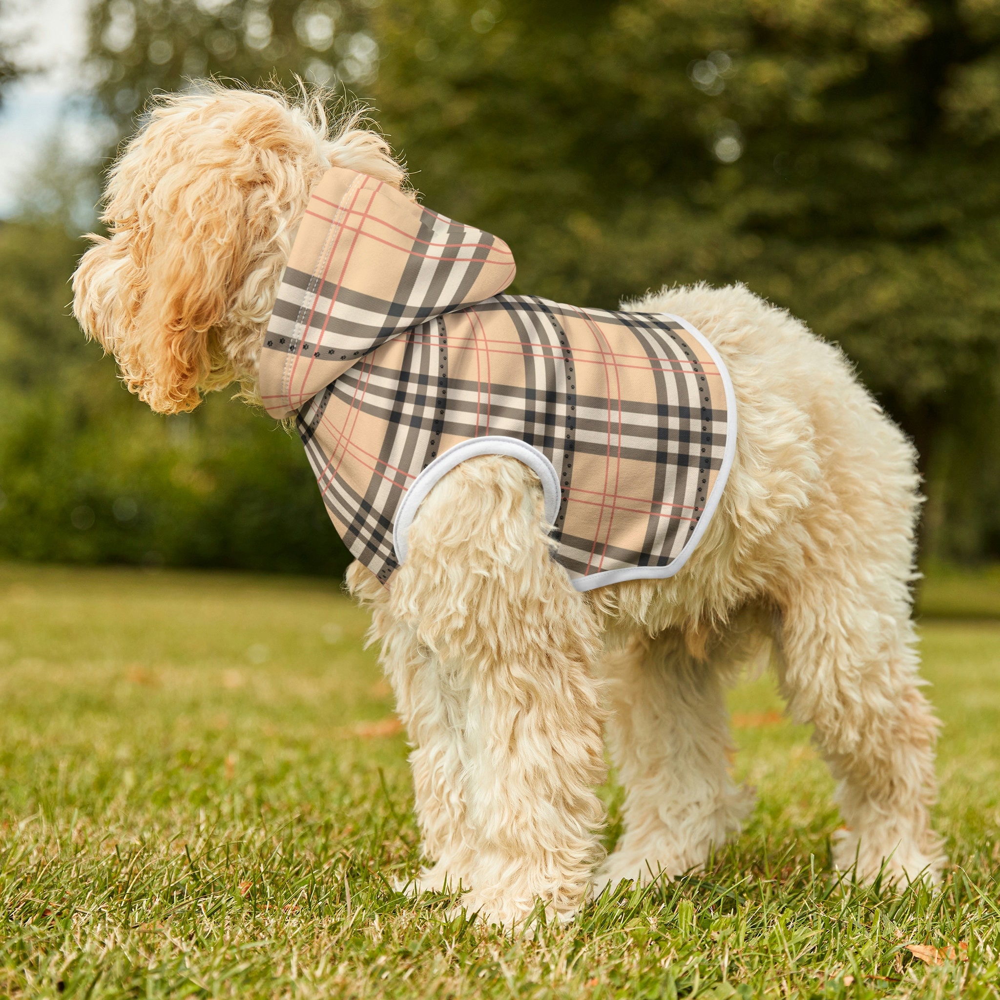 Furberry Plaid Faux Designer Dog Hoodie, Fancy Dog Hoodie, Bougie Dog ...