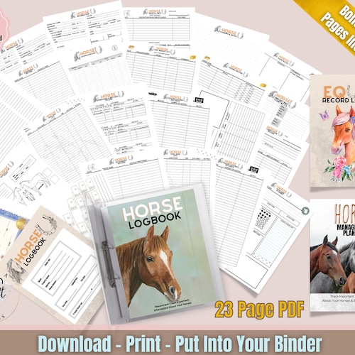 Horse Record Keeping Manage Horse Profile Logbook Instant - Etsy