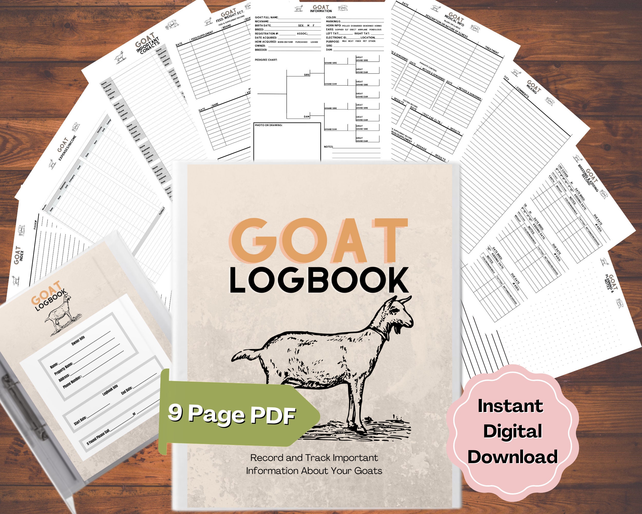 Homesteading Printable Notebook, 7 Logbook Instant Download, Sheep Pig ...