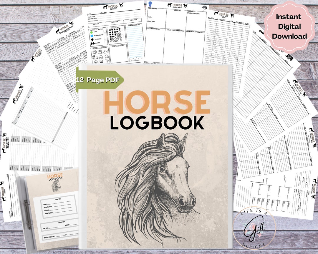Horse Record Keeping Manage Horse Profile Logbook, Instant Download ...