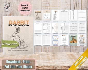 Minimal Ink Printable Rabbit Records Page Instant Download - Etsy