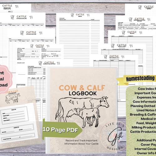 Cow Breeding & Health Record Instant Download Printable Farm - Etsy