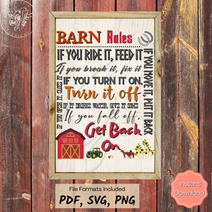 Funny Barn Rules Printable Poster, Pdf Svg Png, Horse Barn Rules ...
