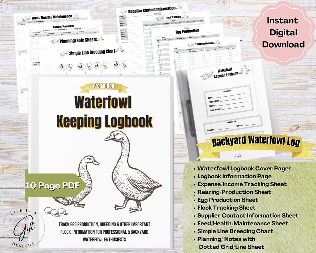 Duck Log Printable, Waterfowl Logbook Pages, Goose Journal, Crazy Bird ...