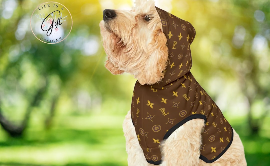 Luis Pawtton Designer Dog Hoodie, Fancy Dog Hoodie, Bougie Dog, Glam ...