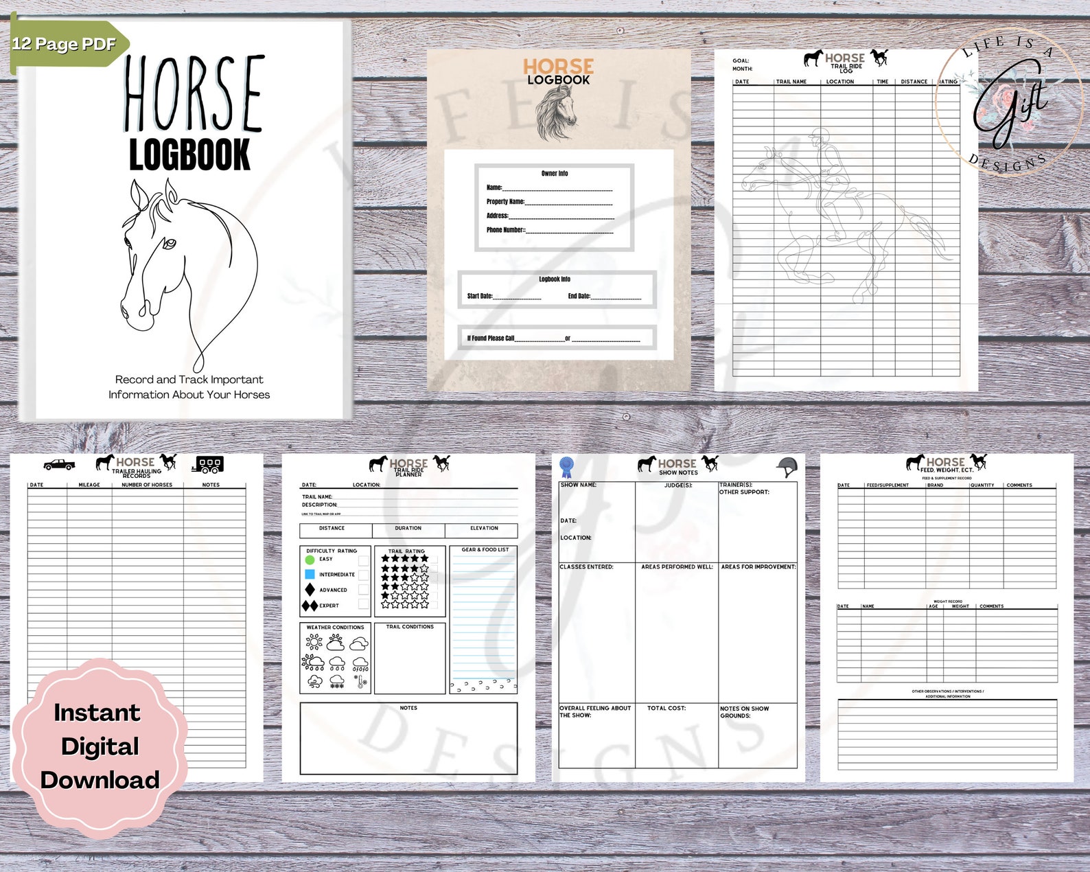 Horse Record Keeping Manage Horse Profile Logbook Instant - Etsy