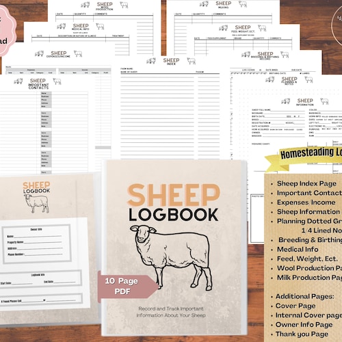 Sheep Logbook Printable Planner Instant Download Record - Etsy