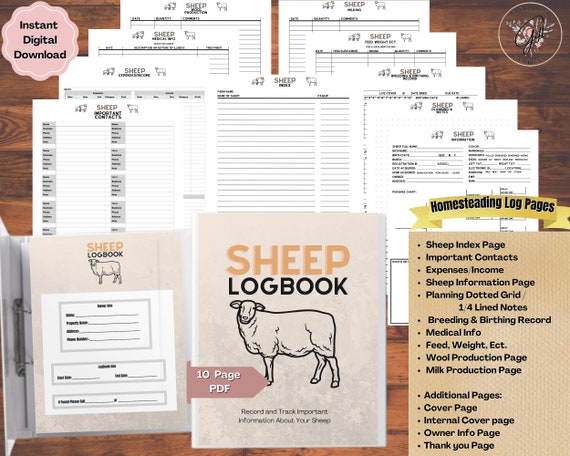 Sheep Logbook Printable Planner Instant Download Record - Etsy