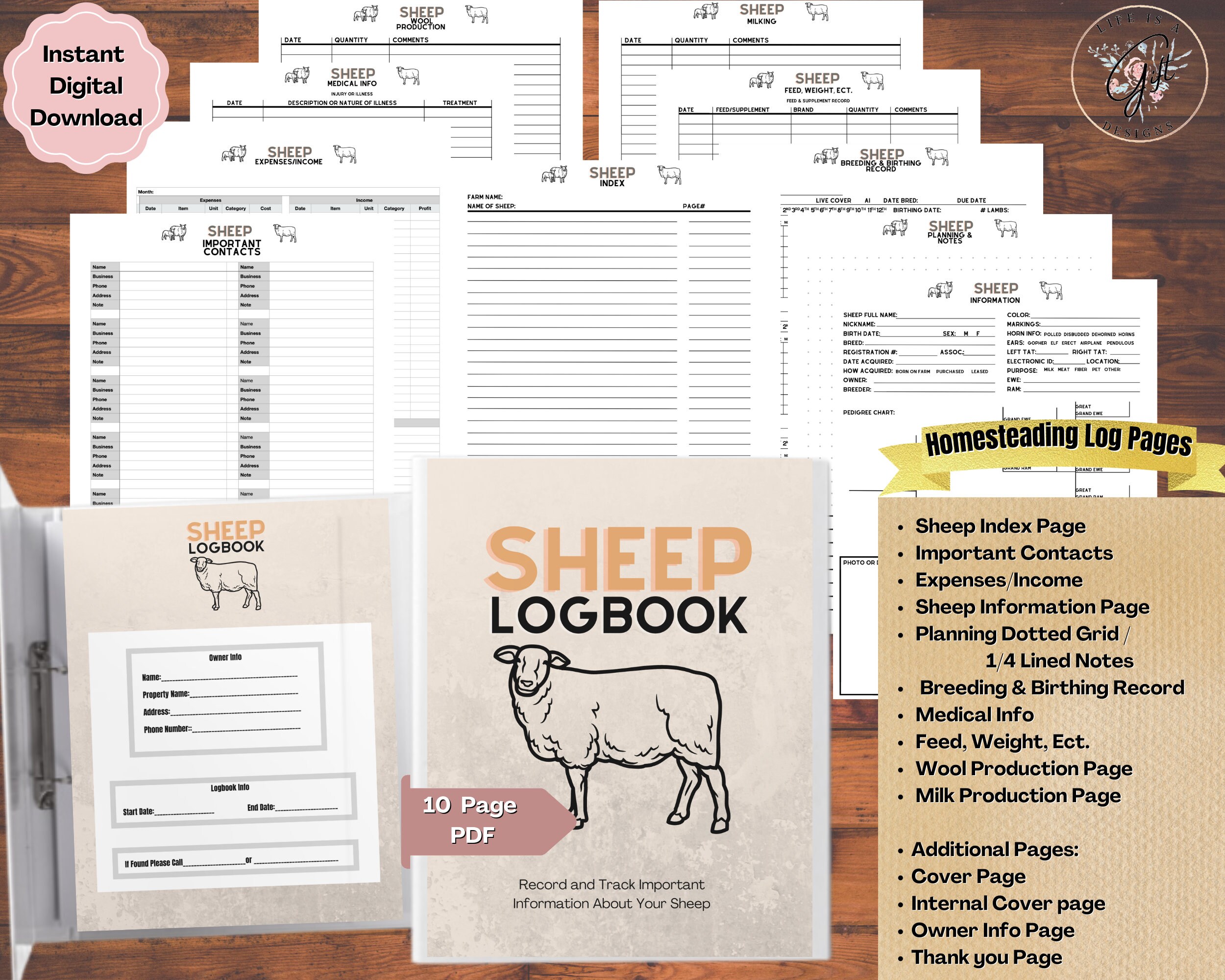 Sheep Logbook Printable Planner Instant Download Record - Etsy