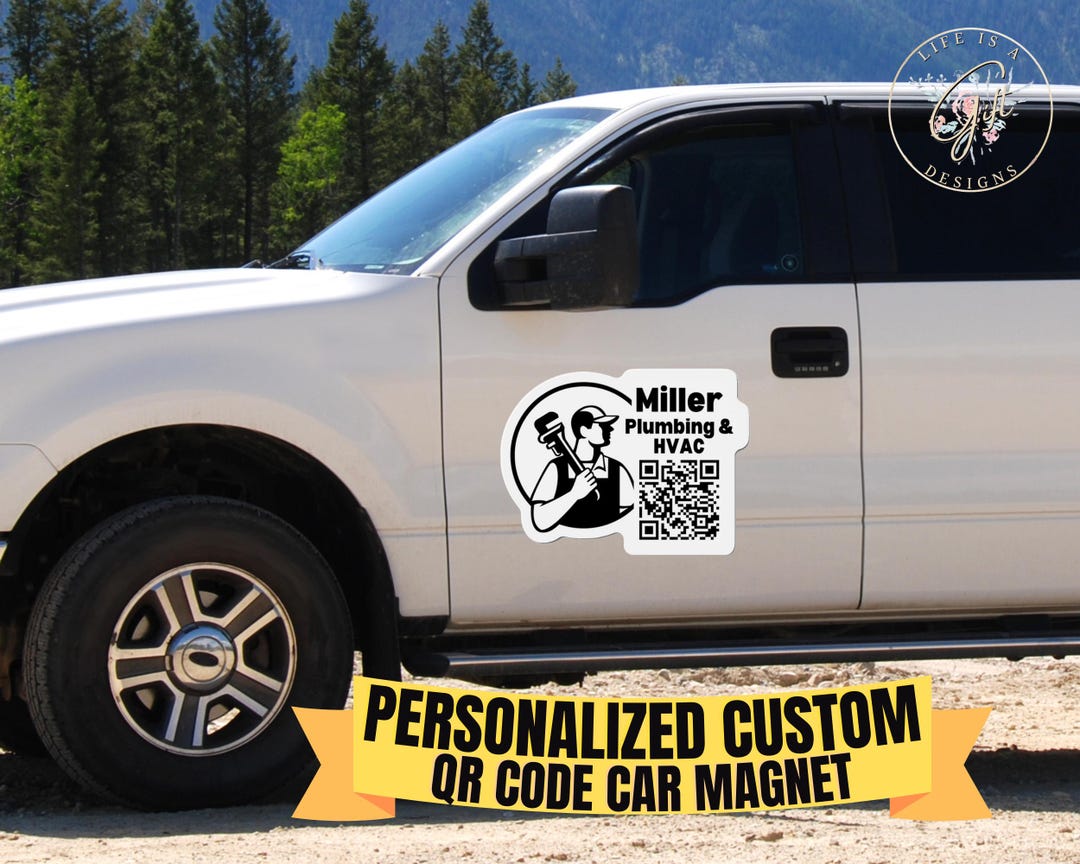 Custom QR Code Car Magnet Sign, Professional Printed Die Cut, Advertise ...
