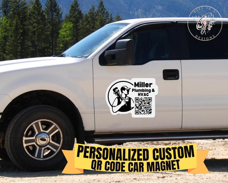 Custom QR Code Car Magnet Sign, Professional Printed Die Cut, Advertise ...