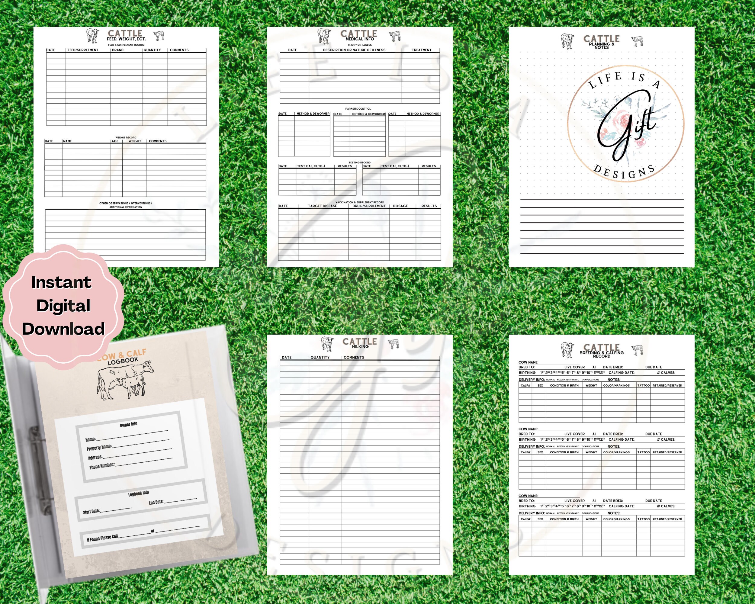 Cow Printable Notebook, Instant Download, Record Keeping Cattle Profile ...
