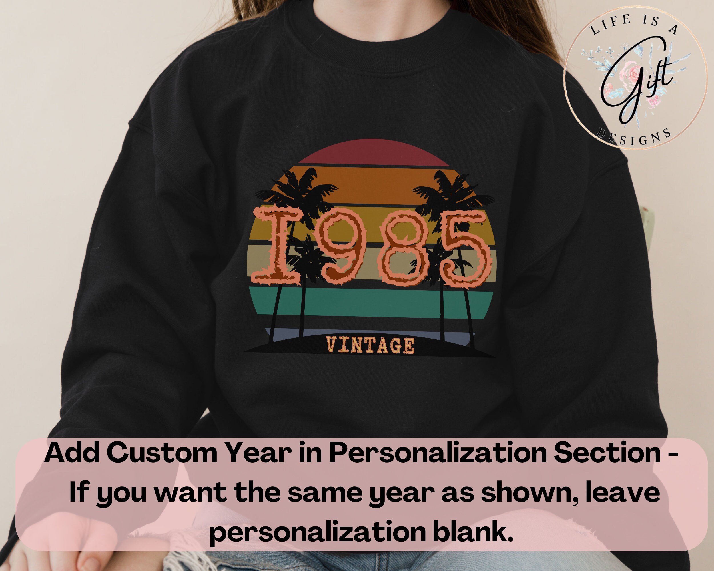 Retro Tropical Sunset 1985 Birth Year Sweatshirt Custom - Etsy