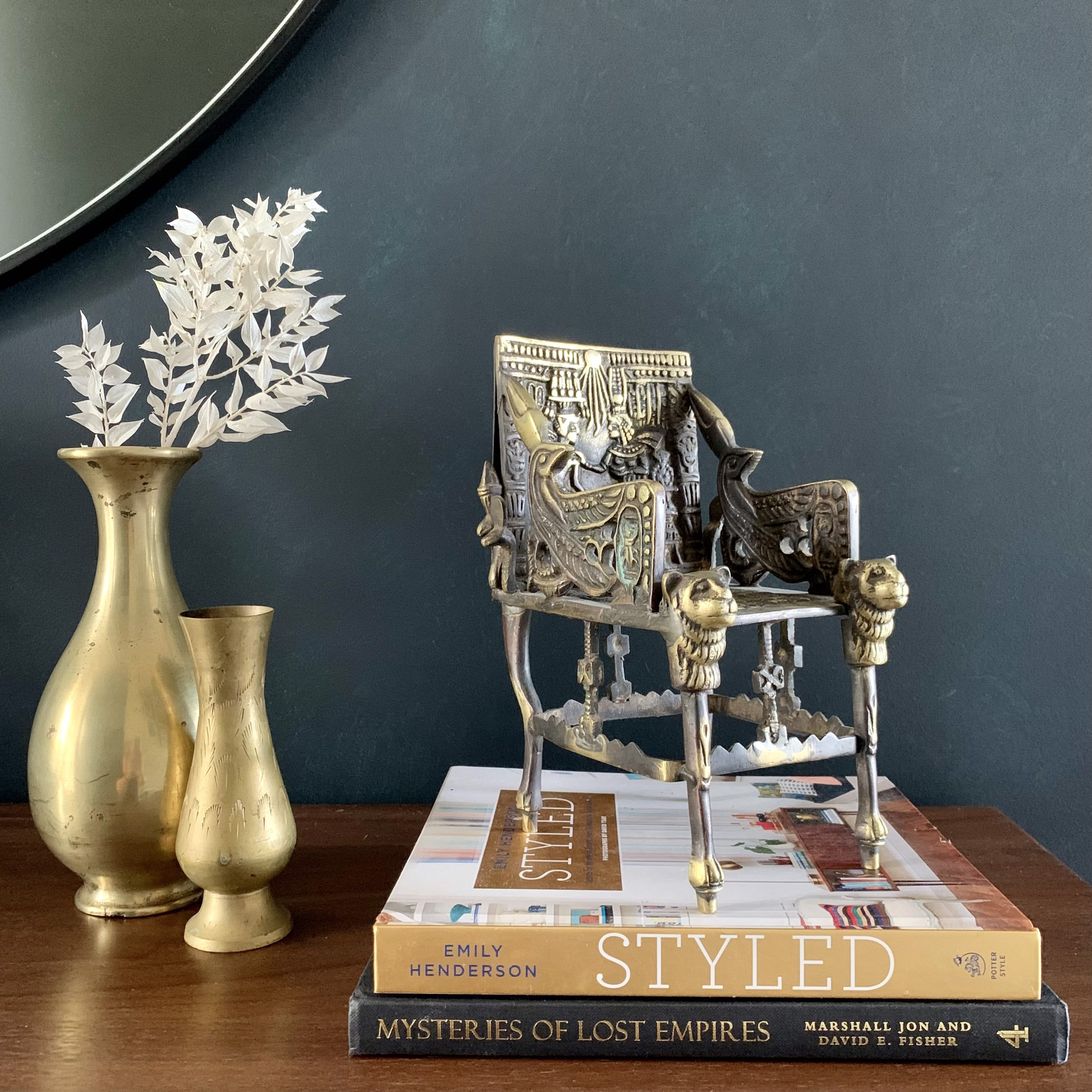 A Gorgeously Decorative Vintage Brass Egyptian Revival Miniature ...