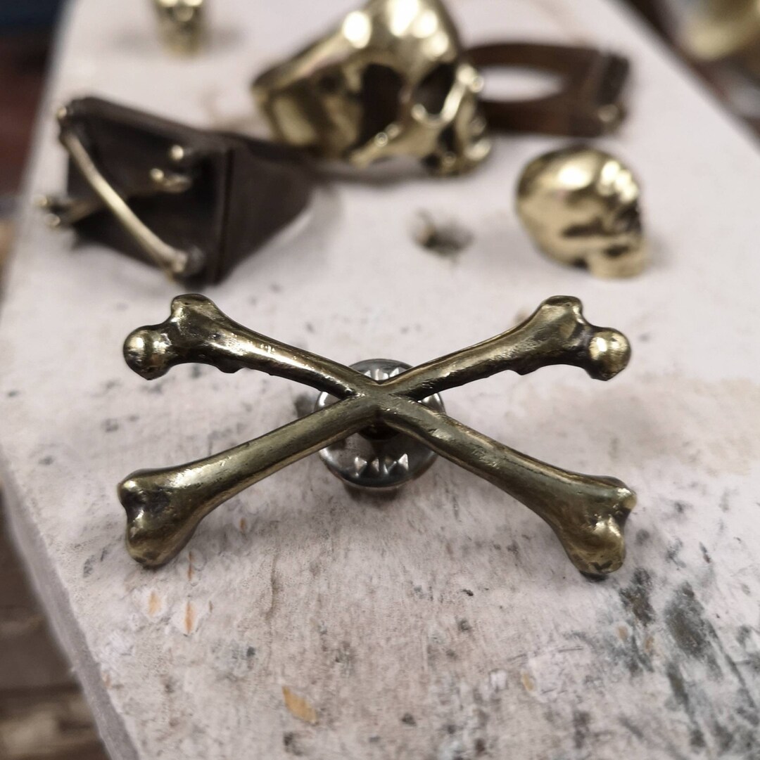 Handmade Brass Crossbones Pin Badge Handmade to Order - Etsy