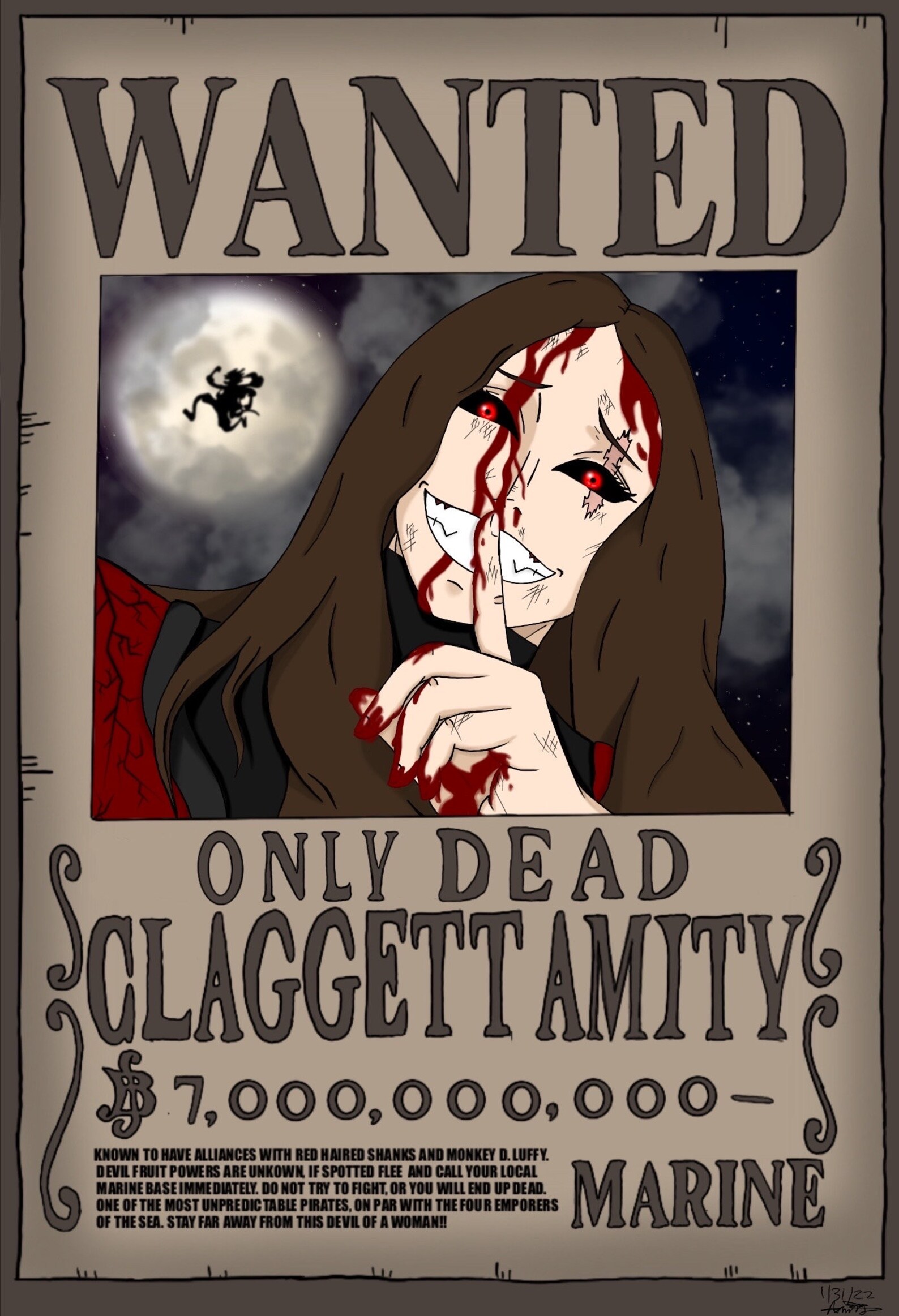 Custom One Piece Wanted Poster One Person digital - Etsy Canada