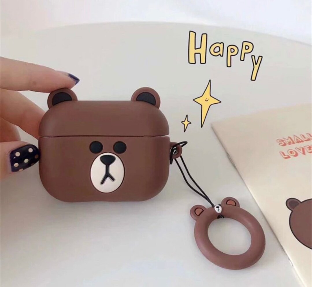 AirPod Bear Phone Case Cute Brown Bear Case Holder Protect - Etsy