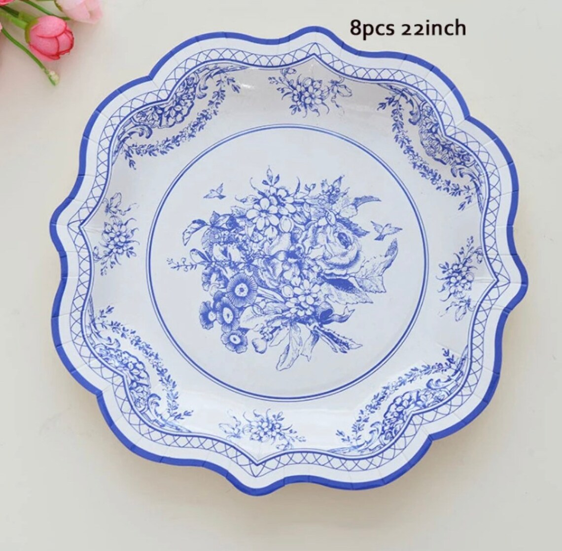 French Porcelain Blue and White Floral Theme Disposable Party Plates ...