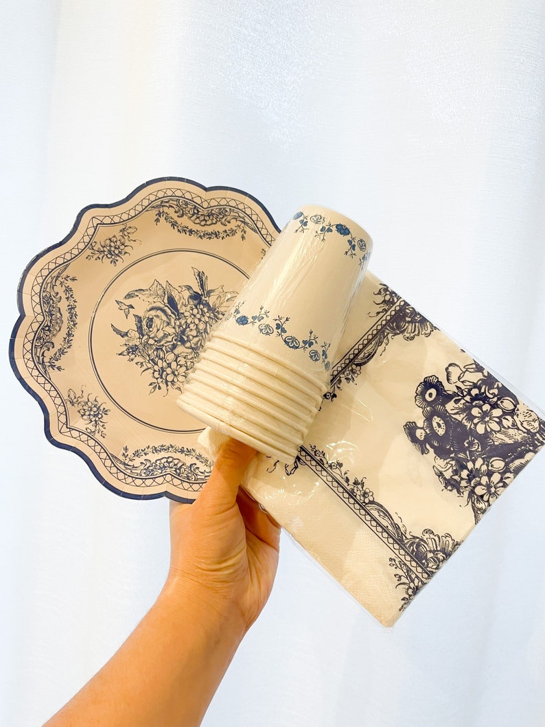 French Porcelain Blue and White Floral Theme Disposable Party Plates ...