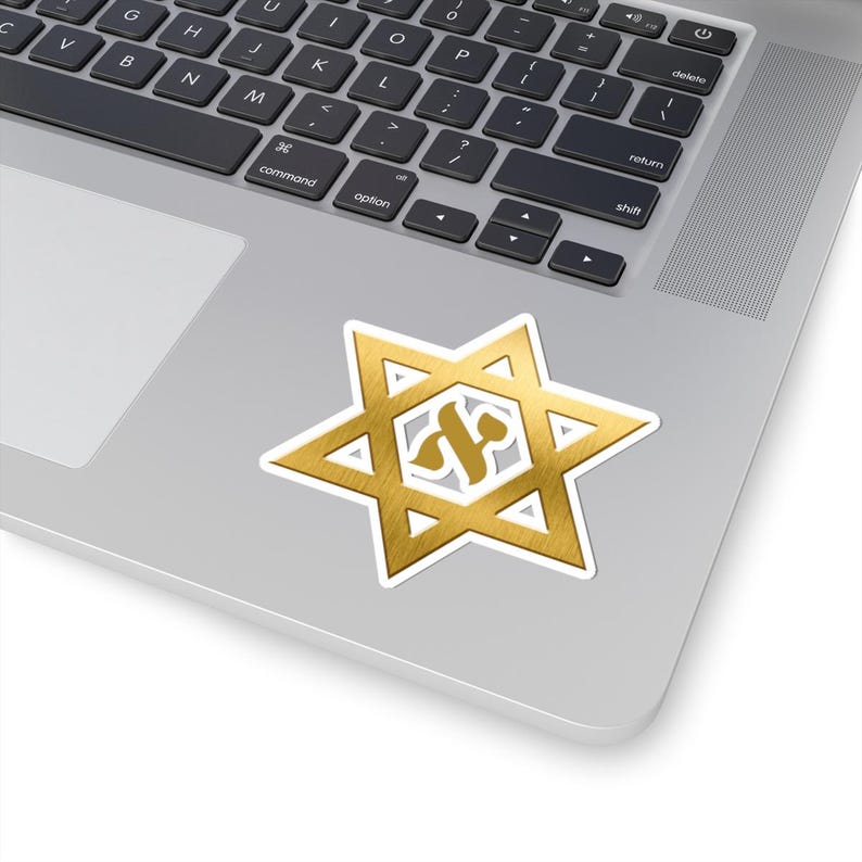 Gold Star of David With Hebrew Letter Alef Sticker | Kiss-cut Sticker ...