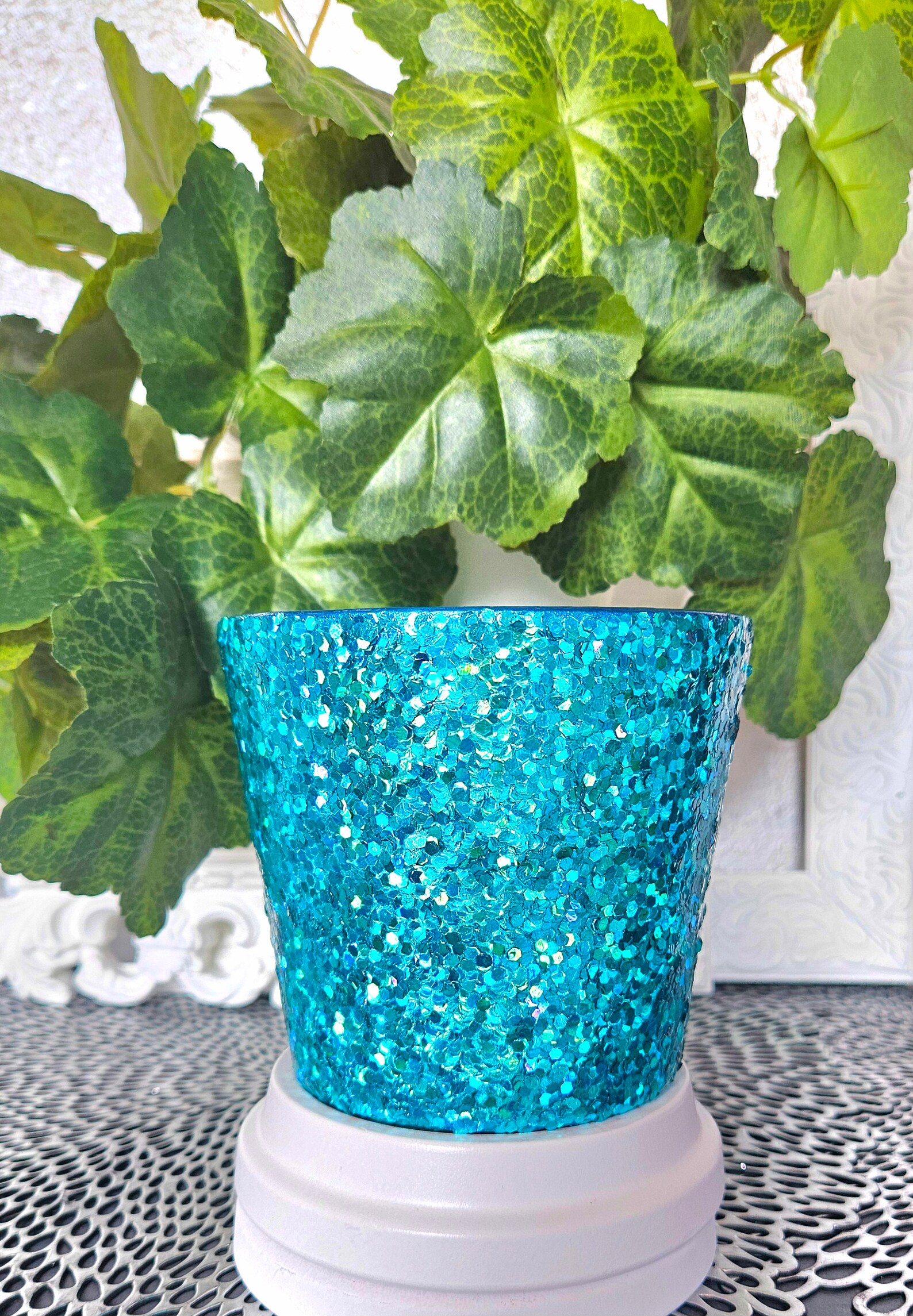 Teal, Blue, Green, Turquoise Holo Glitter Plant Pots, Plant Lover, Gift ...