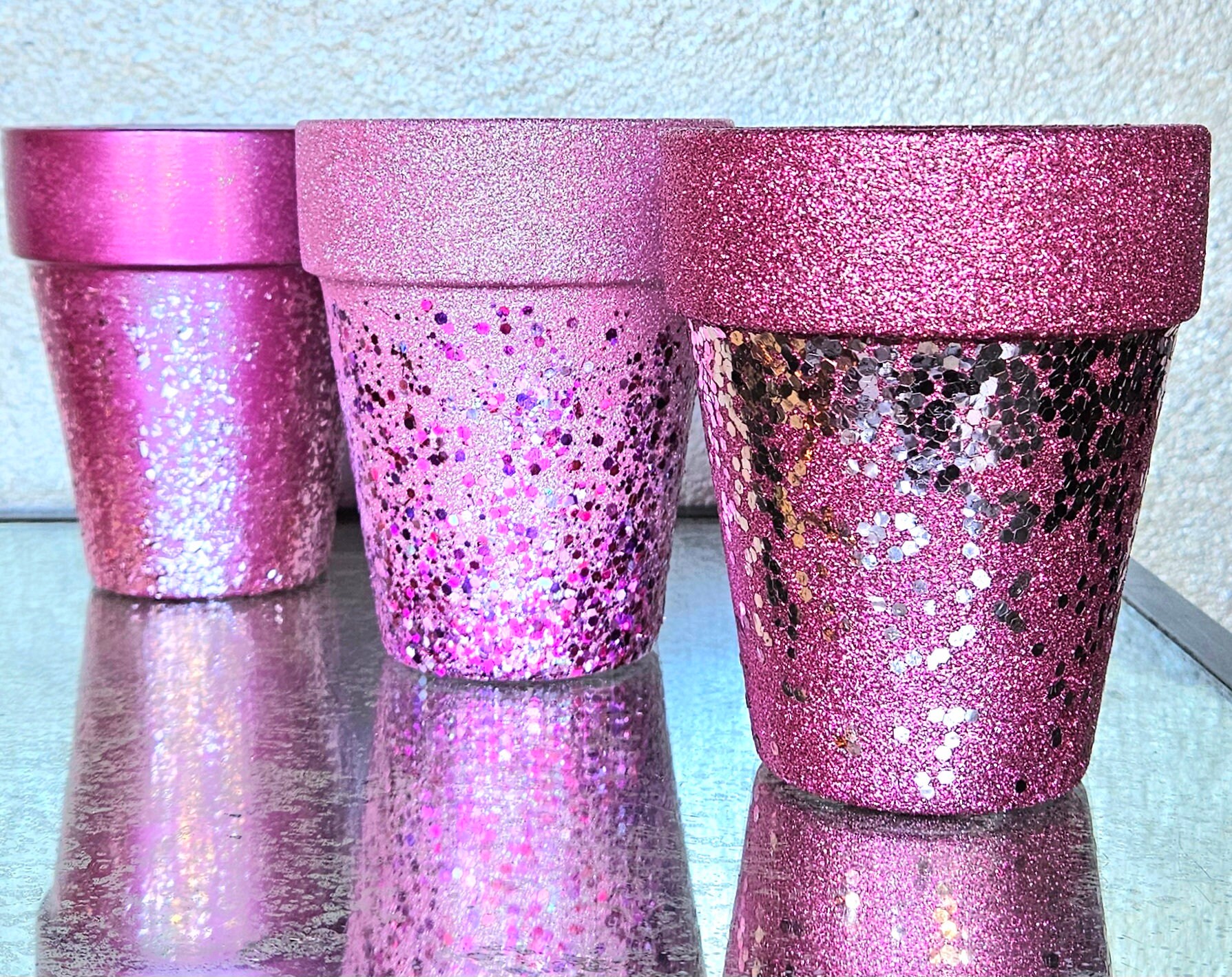Rose Gold & Pink Glitter Plant Pots, Plant Lover, Gift for Her ...
