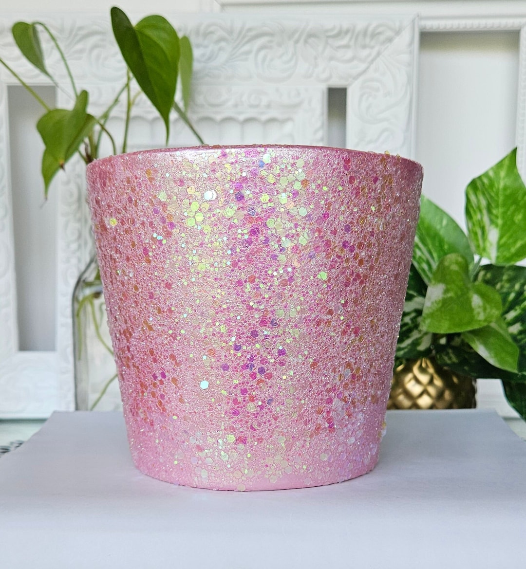 Sparkly Glitter / Rose Gold Plant Pot, Plant Lover, Gift for Her ...
