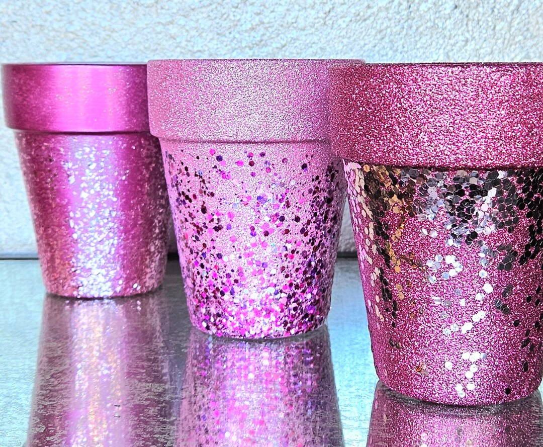 Rose Gold & Pink Glitter Plant Pots, Plant Lover, Gift for Her ...