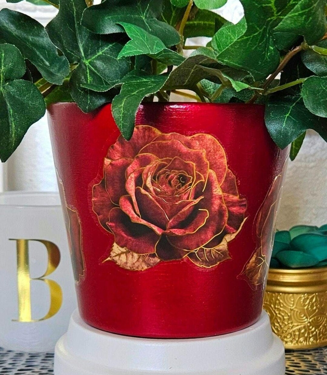 Gothic Rose Plant Pots, Purple, Red, Black, Gifts for Her, Housewarming ...