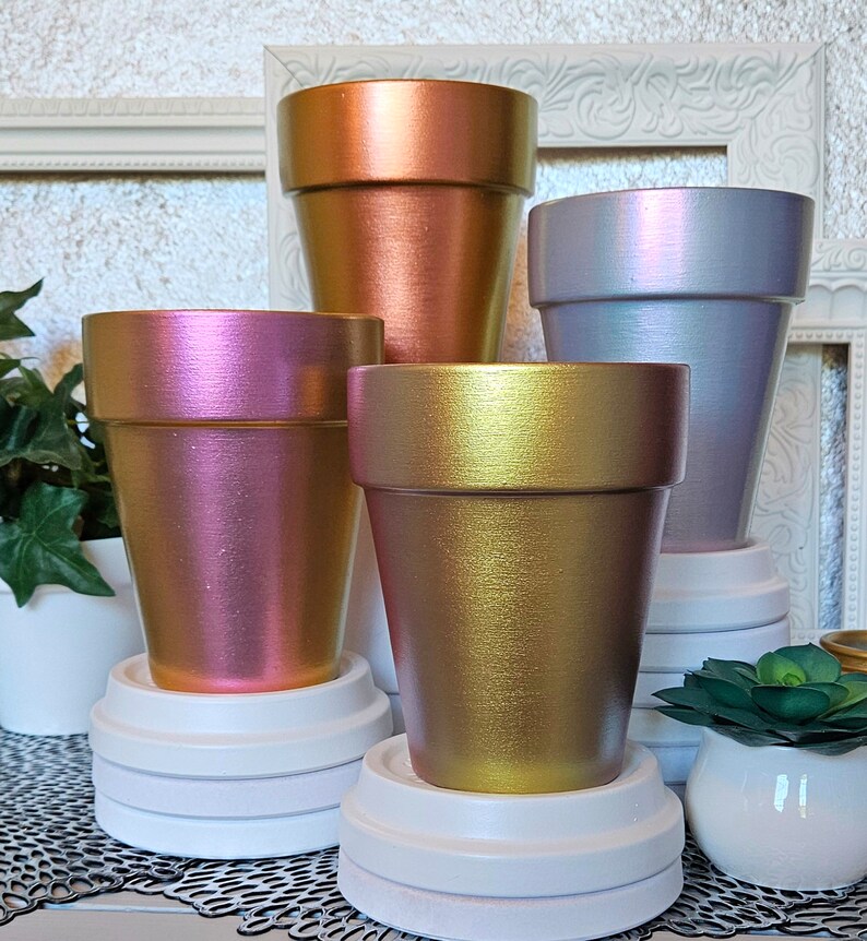 5 Color Shift Plant Pots, Gold, Silver, Copper, Rose Gold, Flowerpot ...