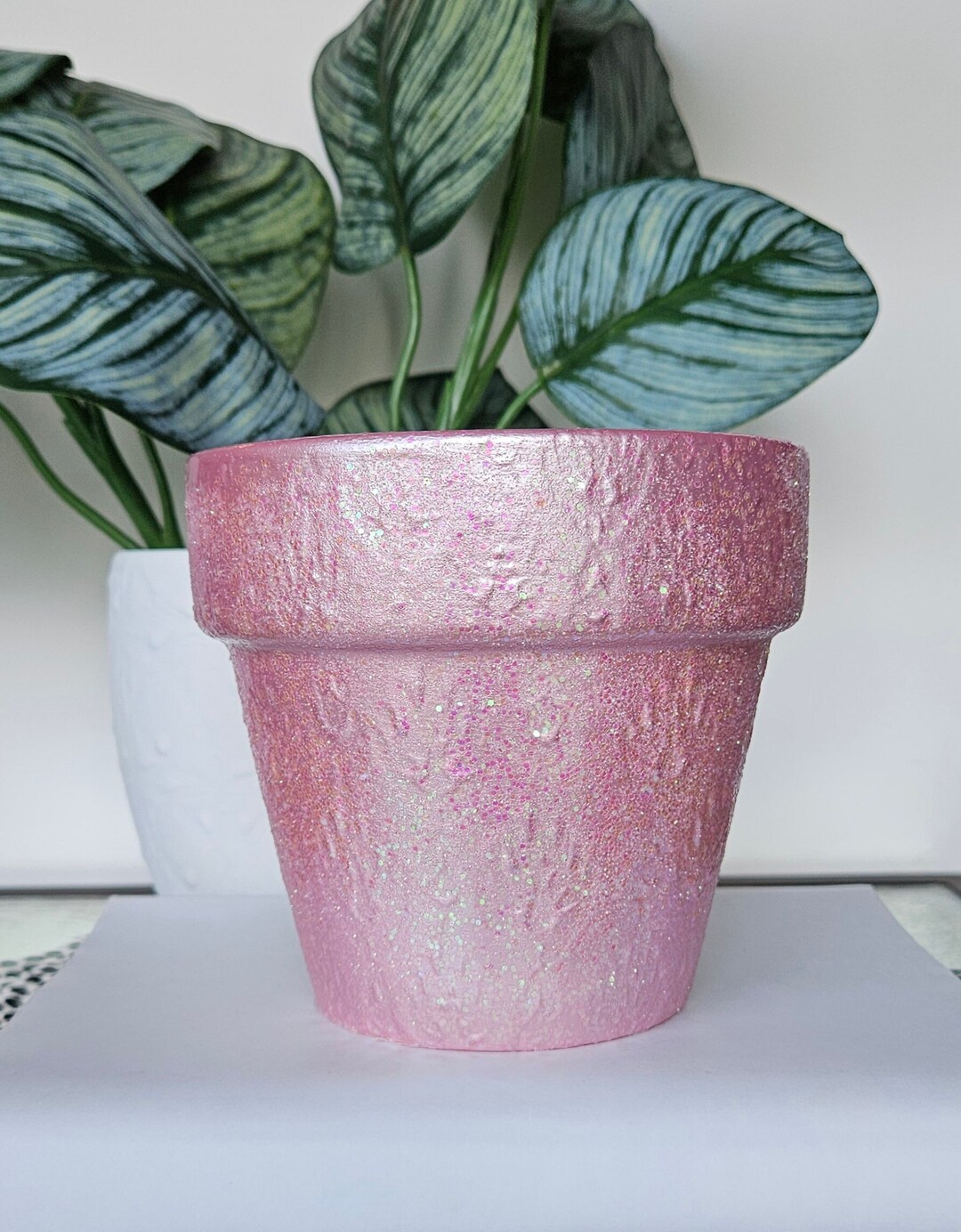 Pastel Pink Embellished Plant Pot Iridescent Glitter Plant - Etsy