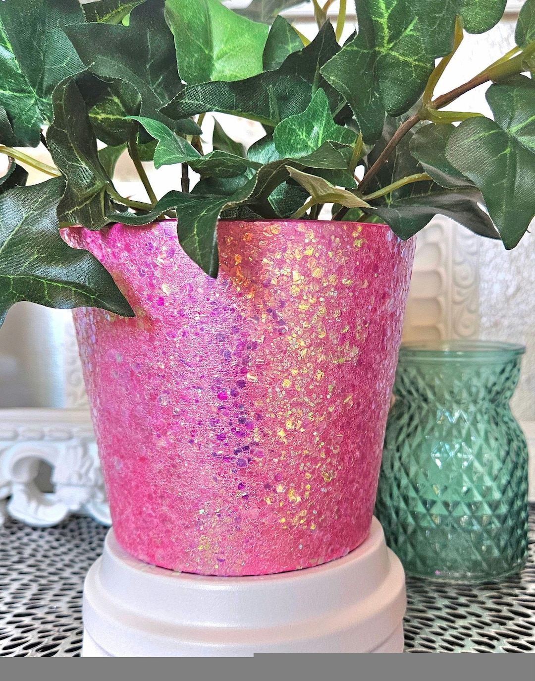 Sparkly Glitter / Light Pink Plant Pot, Plant Lover, Gift for Her ...